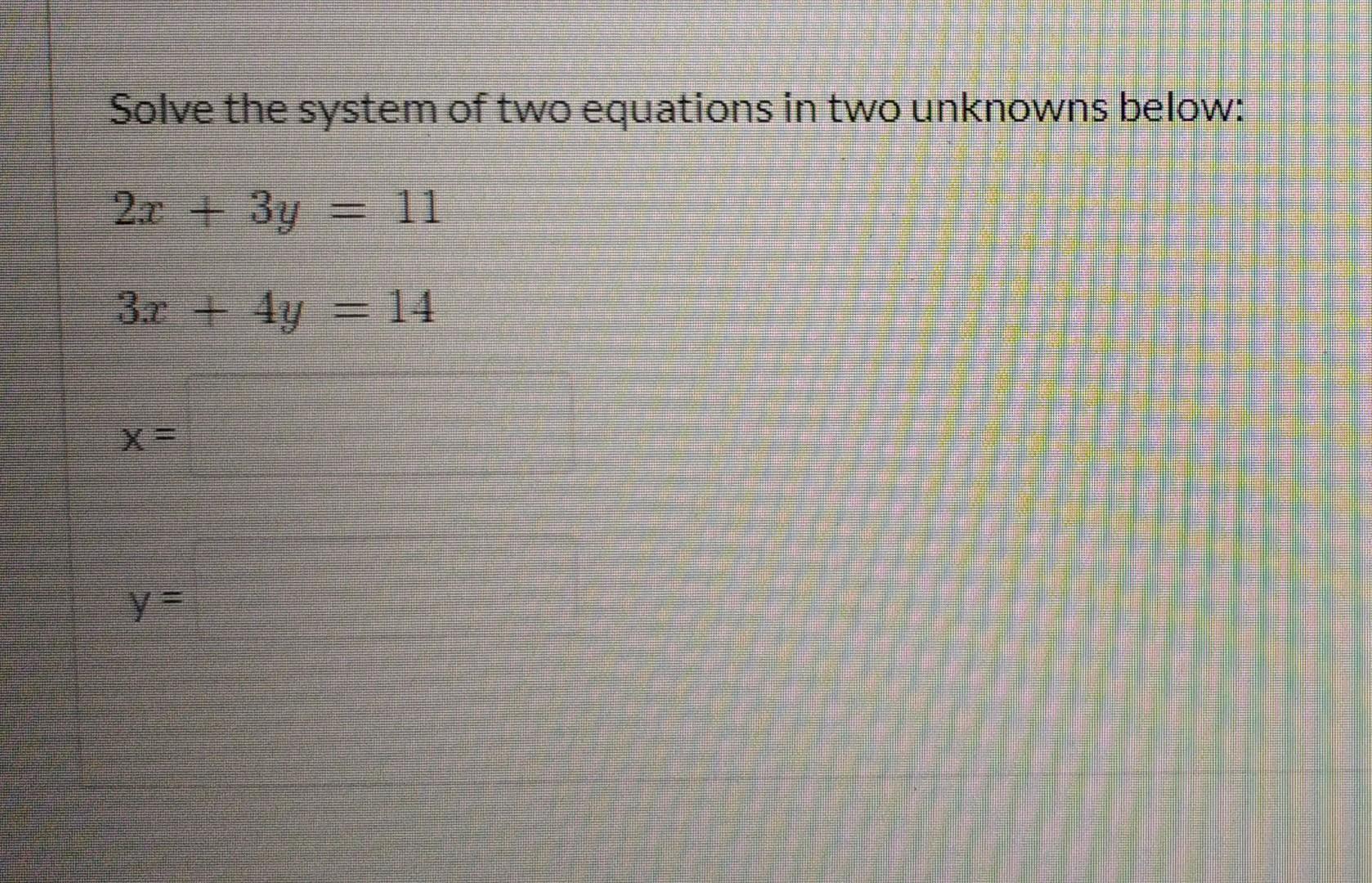 Solved Solve the system of two equations in two unknowns | Chegg.com
