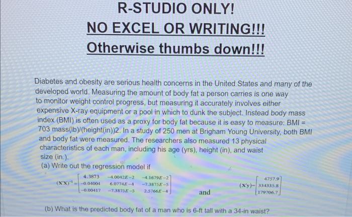 Solved MUST BE COMPLETED IN R STUDIO ONLY! NO EXCEL OR | Chegg.com