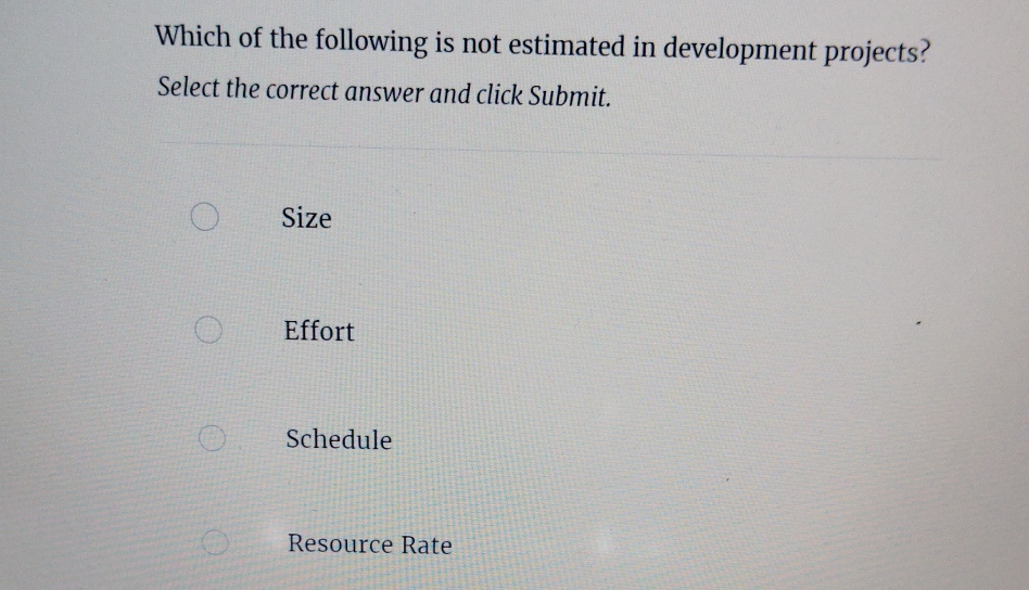 Solved Which of the following is not estimated in | Chegg.com
