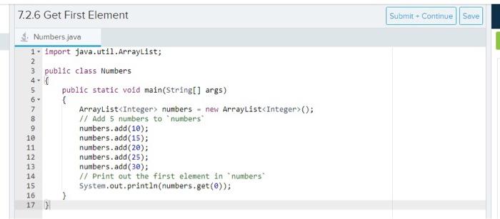 Solved 7.2.6 Get First Element Whte a program that adas the | Chegg.com