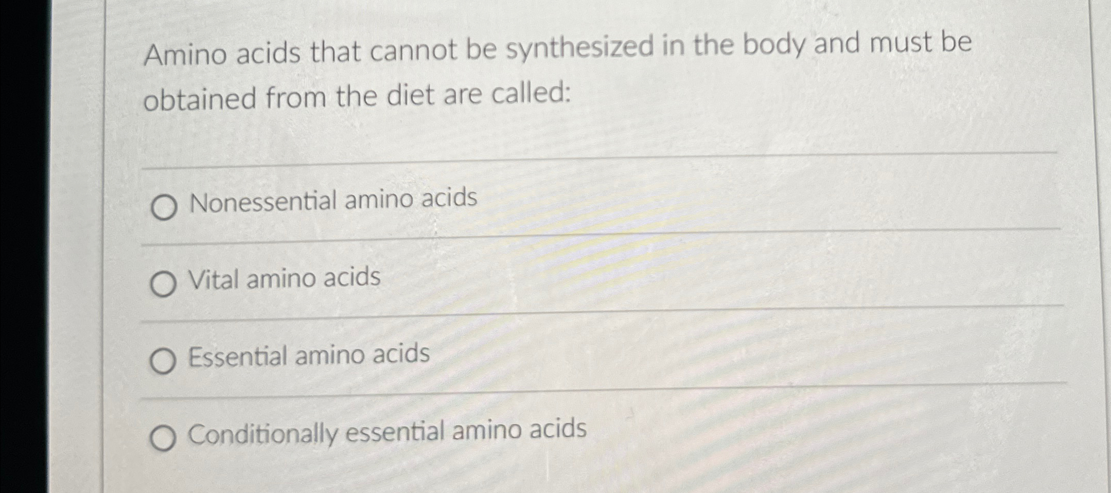 Solved Amino acids that cannot be synthesized in the body | Chegg.com