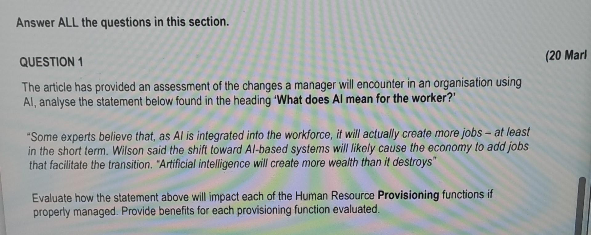 Answer ALL the questions in this section. QUESTION 1 | Chegg.com