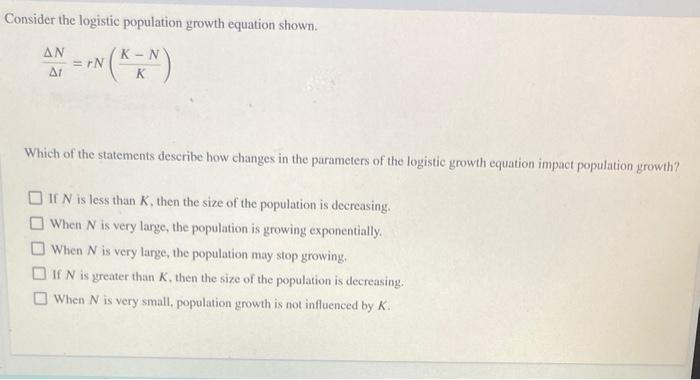Solved Consider the logistic population growth equation | Chegg.com