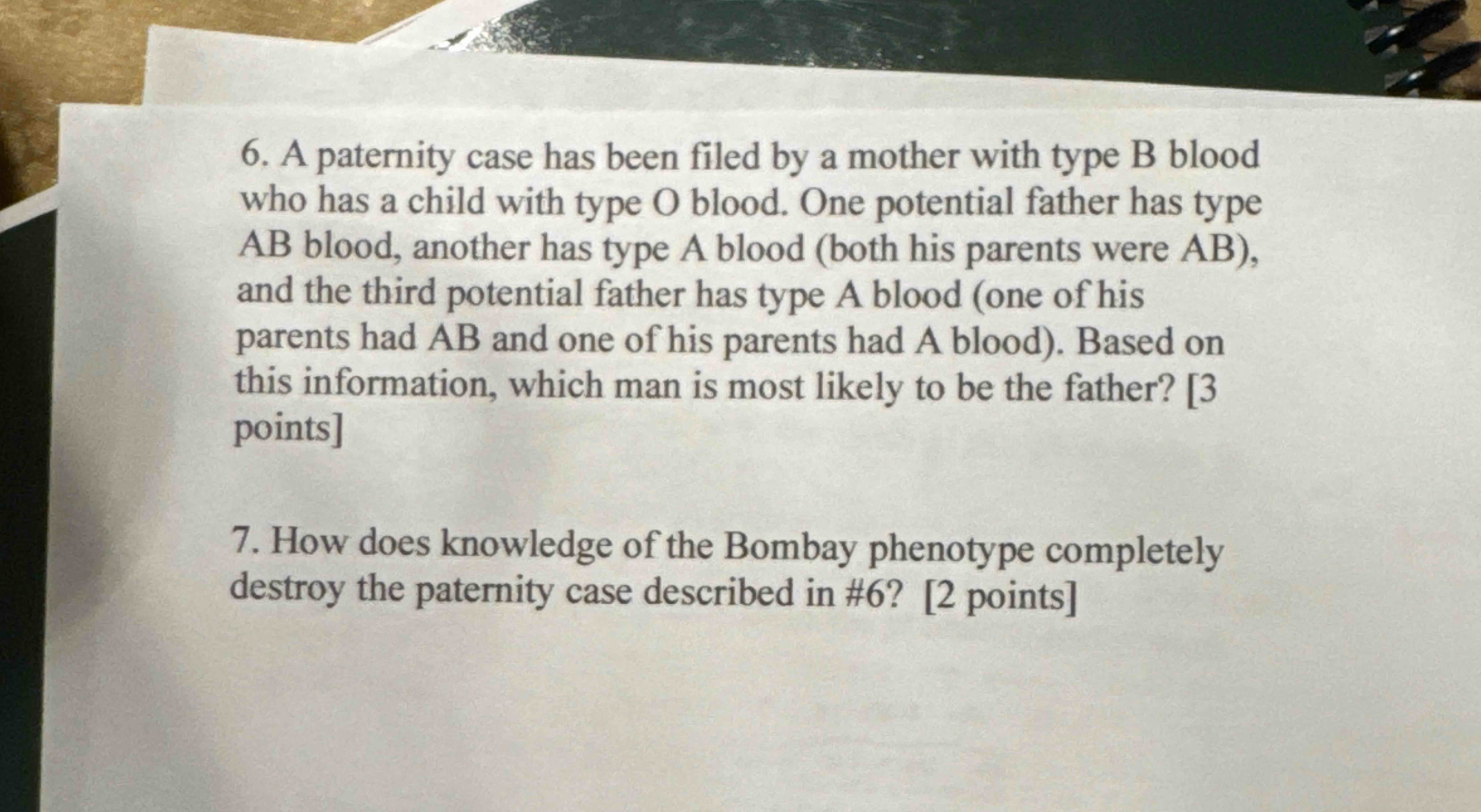 Solved 6. ﻿A paternity case has been filed by a mother with | Chegg.com