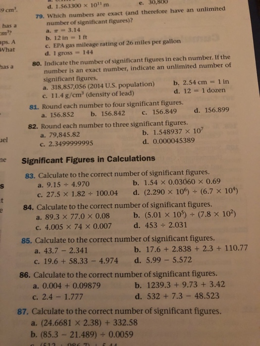 Solved e. 30,800 d. 1.563300 x 101 m 9 cm2 79. Which numbers | Chegg.com