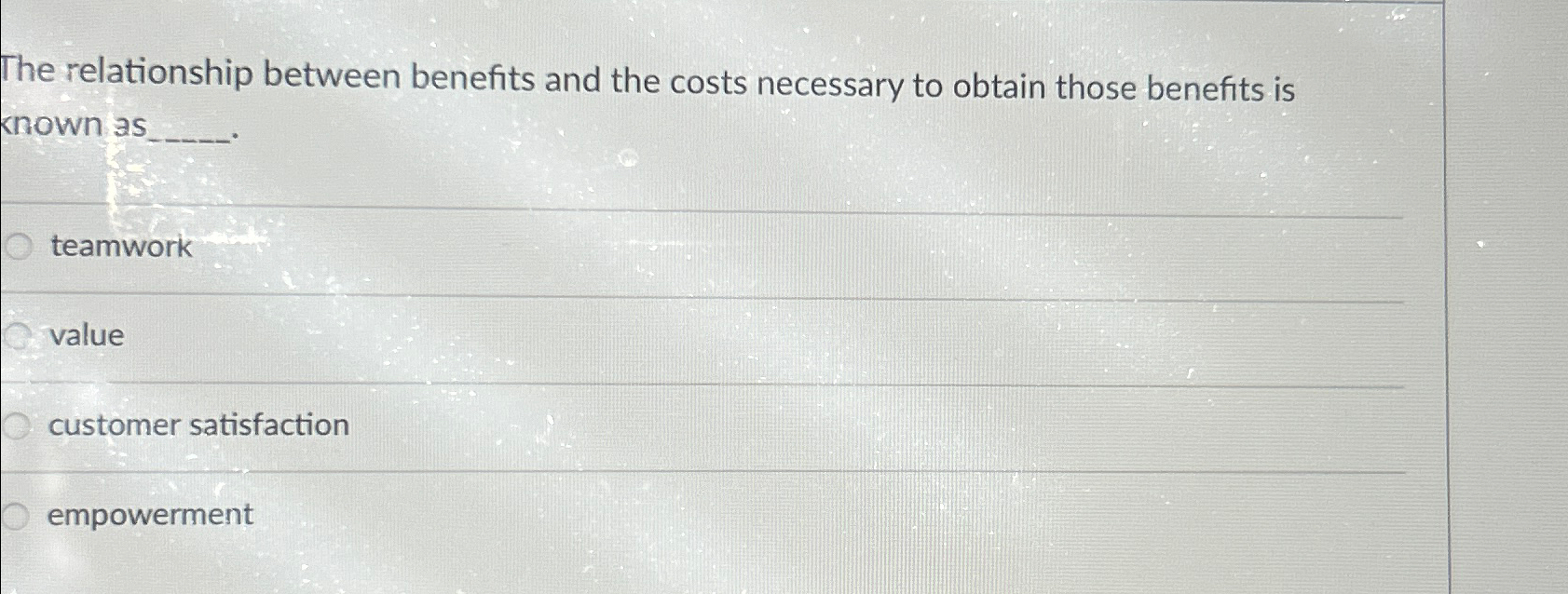 Solved The relationship between benefits and the costs | Chegg.com