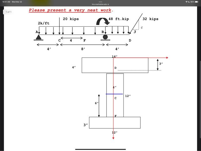 Solved Due 3/23/2023 1- For the beam shown below find: a) | Chegg.com