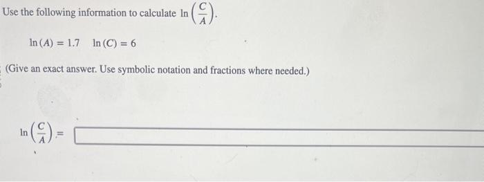 Solved Use the following information to calculate ln(AC). | Chegg.com