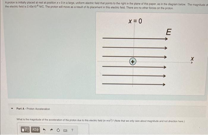 Solved A proton is initaly placed at rest at position x=0 in | Chegg.com