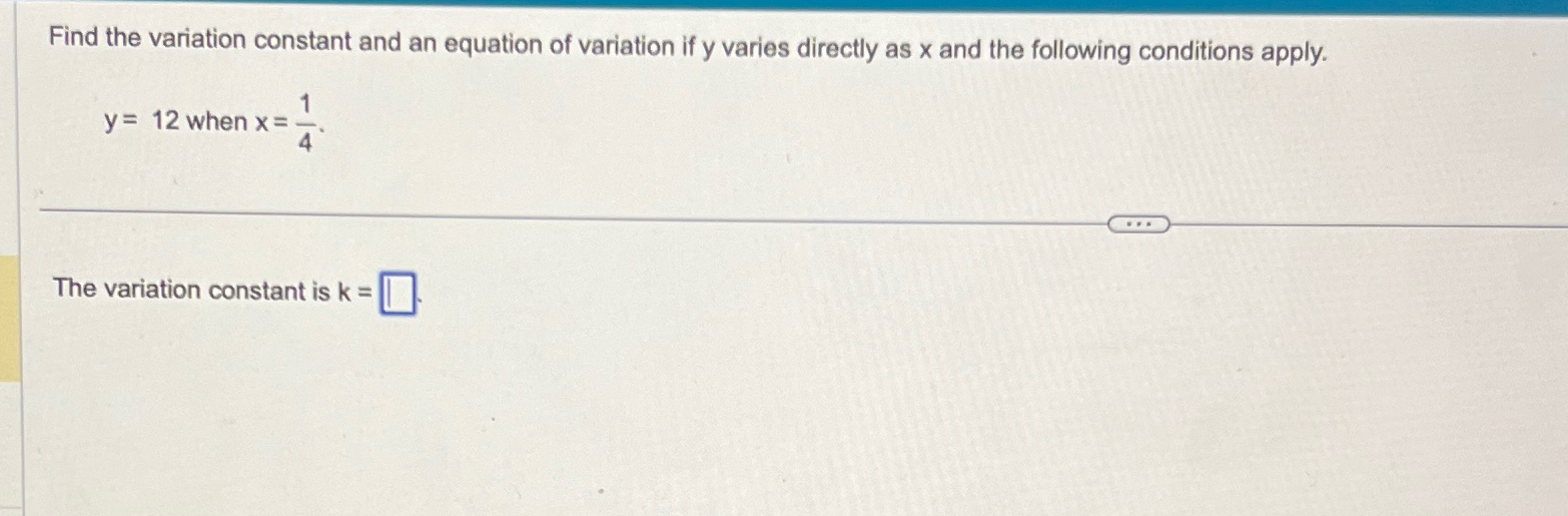 Solved Find the variation constant and an equation of | Chegg.com