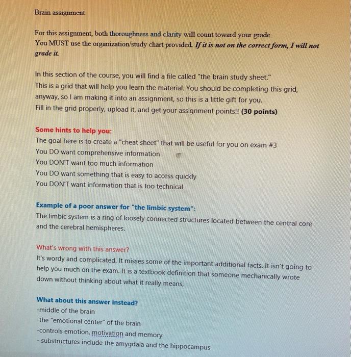 Solved Brain assignment For this assignment, both | Chegg.com