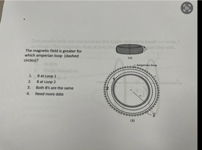 Solved The magnetic field is greater for which amperian loop | Chegg.com