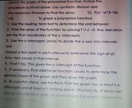 Sketch the graph of the polynomial function. Follow | Chegg.com