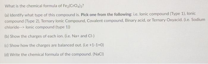 Solved What is the chemical formula of Fe2(CrO4)3 ? (a) | Chegg.com