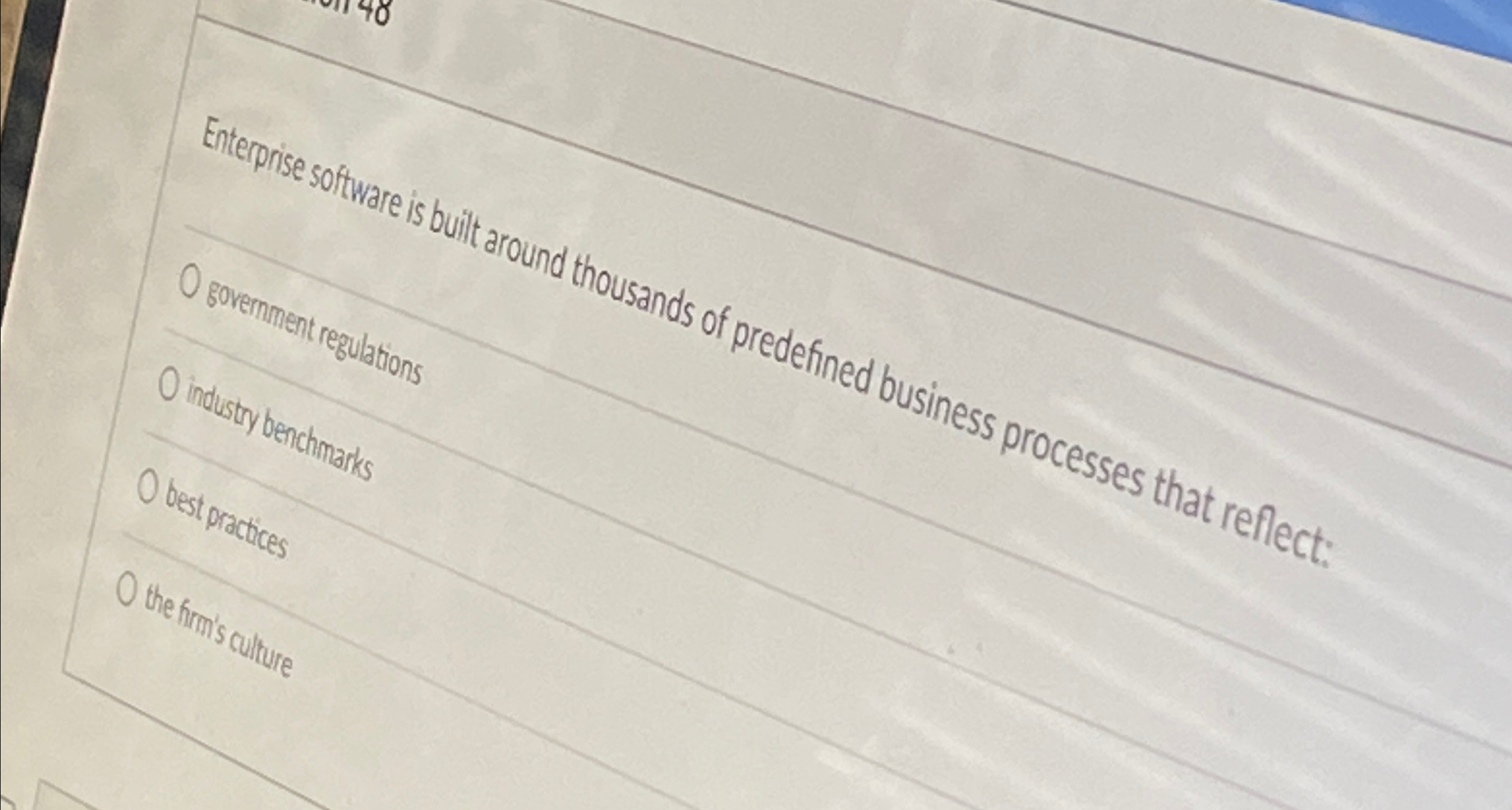 Solved Enterprise sof tware is built around thoussands of of | Chegg.com