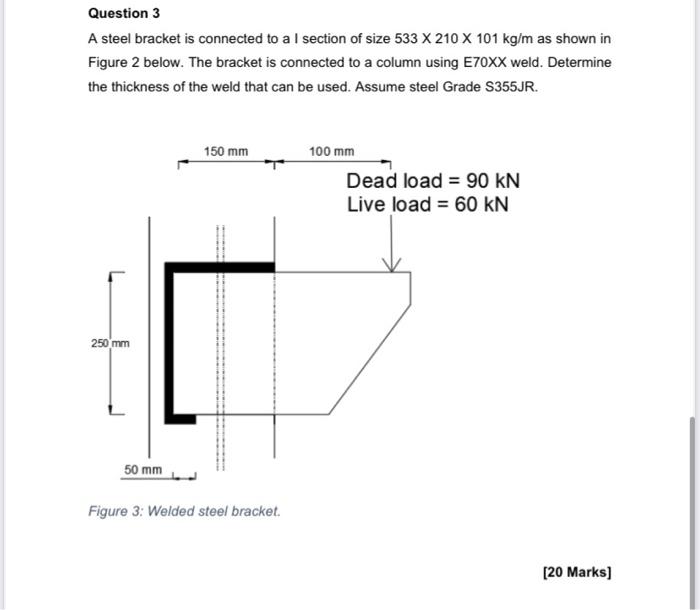 Solved Question 3 A steel bracket is connected to a I | Chegg.com