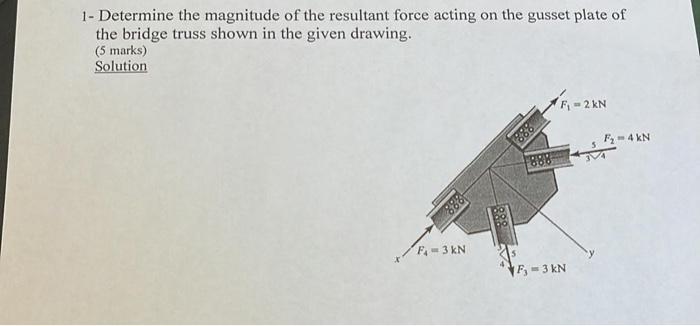 Solved 1- Determine the magnitude of the resultant force | Chegg.com