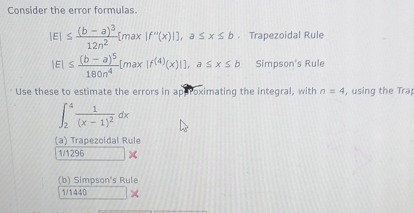 Solved Consider the error formulas. | Chegg.com