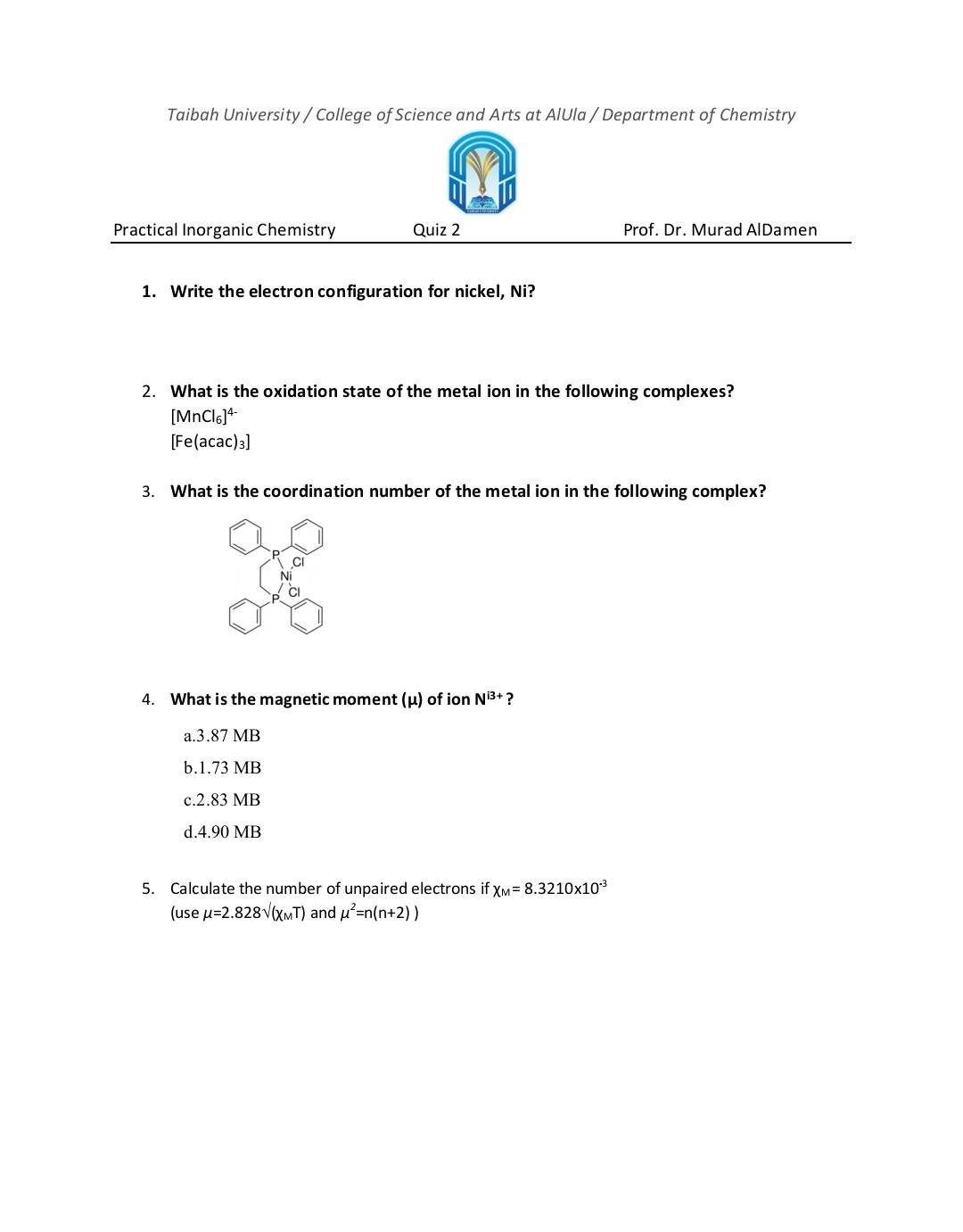 Solved Taibah University / College of Science and Arts at | Chegg.com