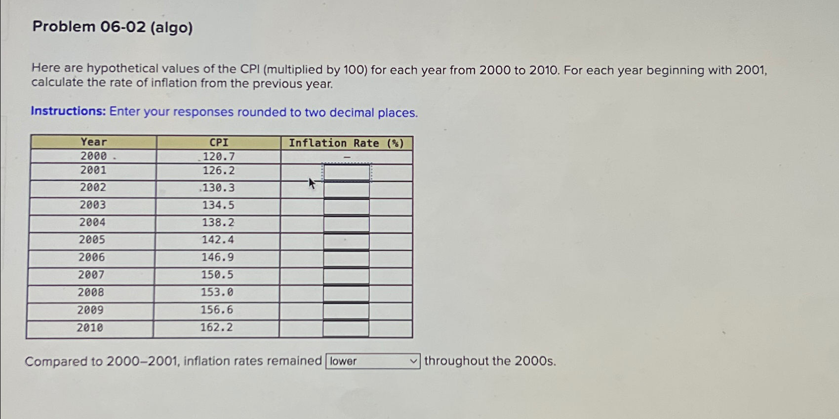 Solved Problem 06-02 (algo)Here are hypothetical values of | Chegg.com