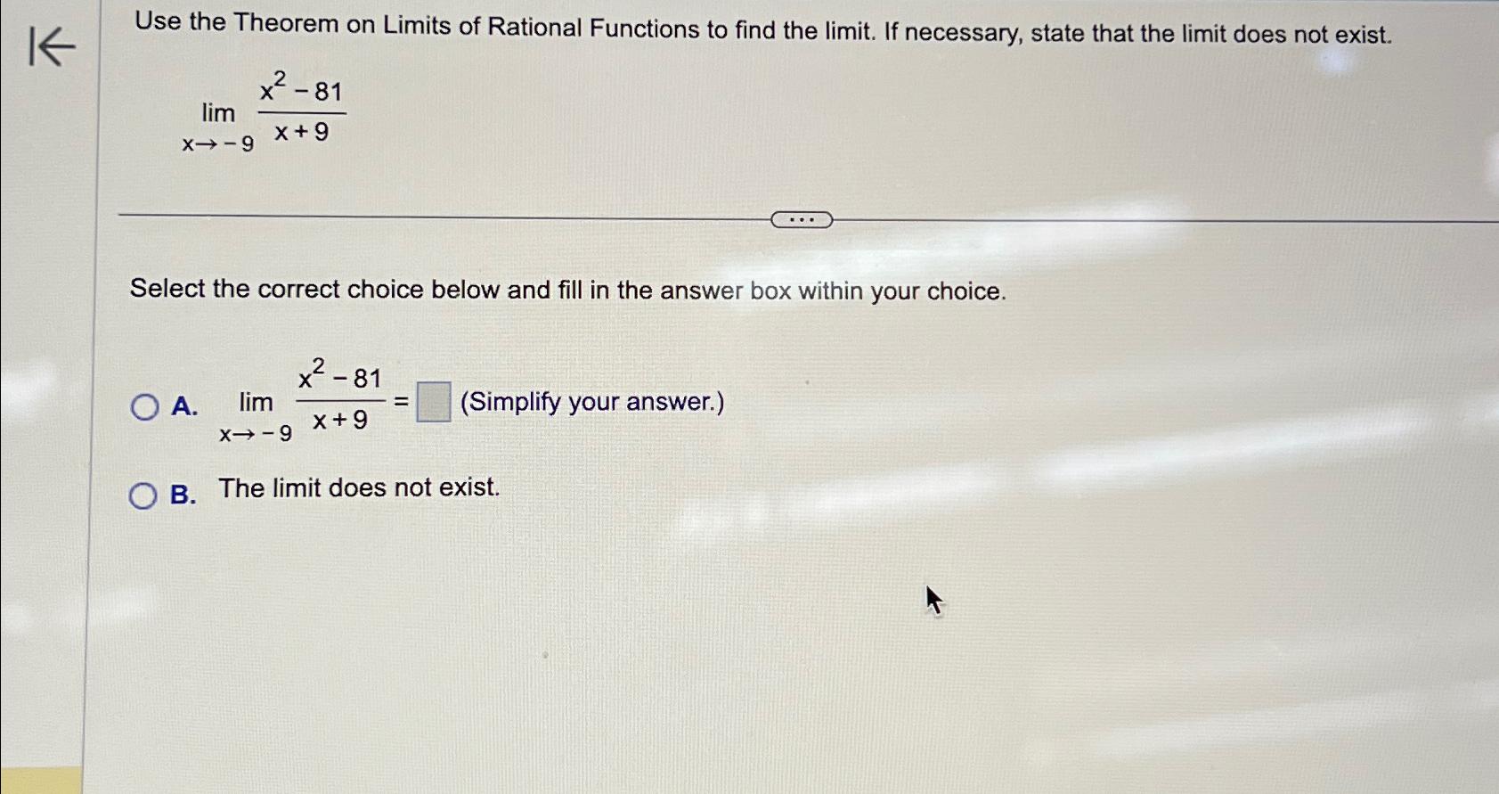 Solved Use the Theorem on Limits of Rational Functions to | Chegg.com
