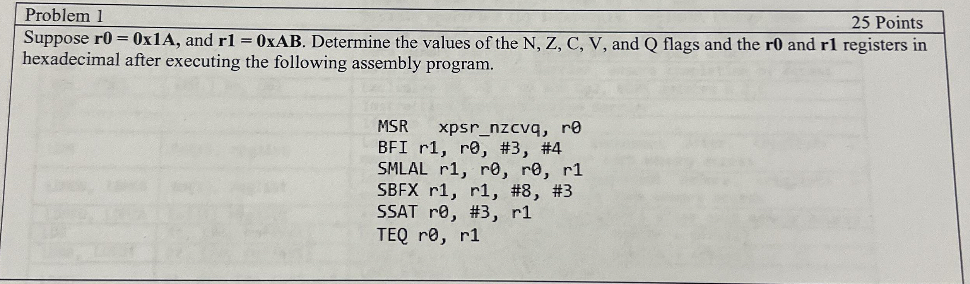 Solved Suppose r0=0x1A, ﻿and r1=0xAB. Determine the values | Chegg.com
