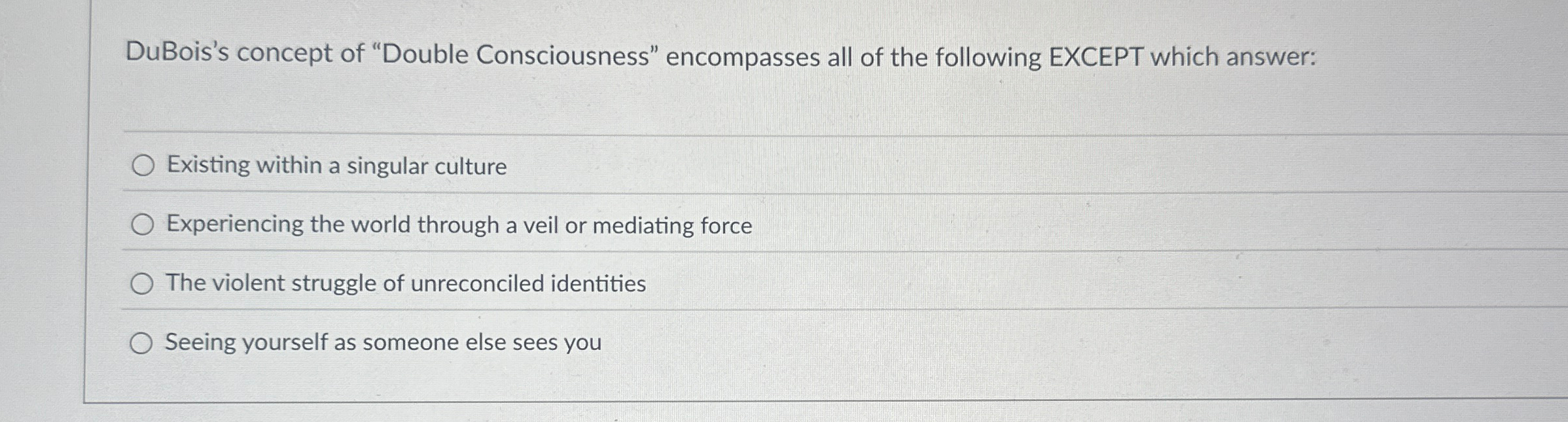 Solved DuBois's concept of "Double Consciousness" | Chegg.com