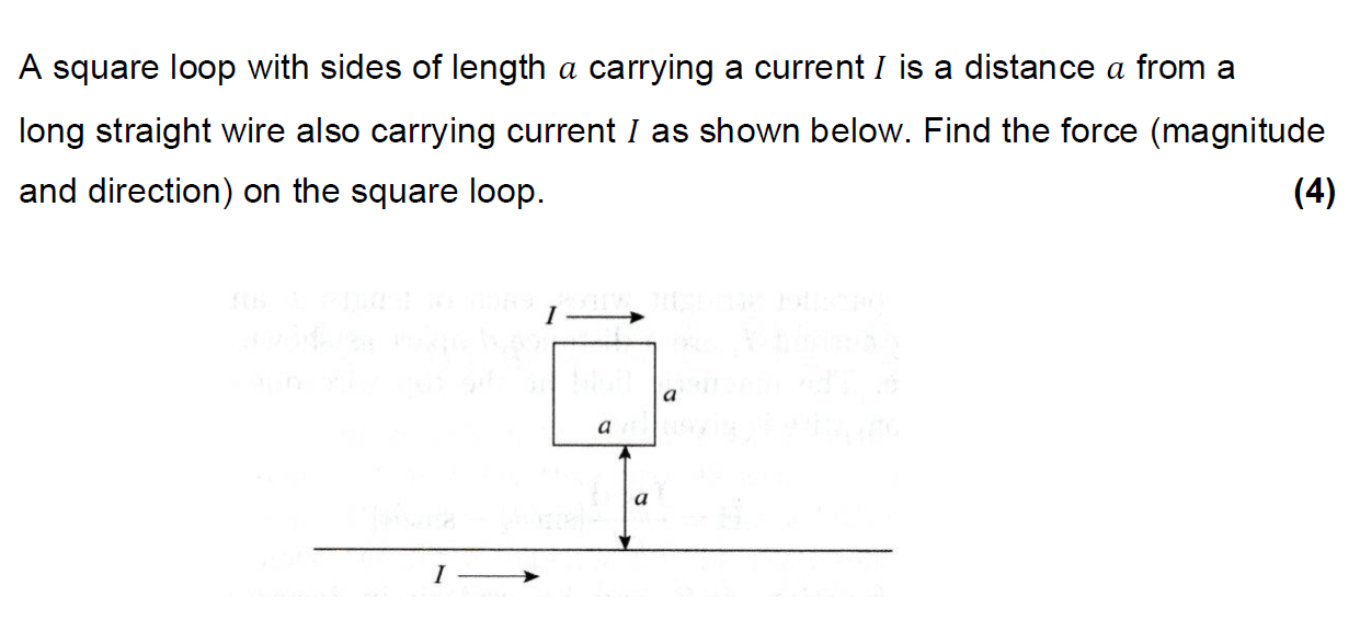 Solved A square loop with sides of length a carrying a | Chegg.com