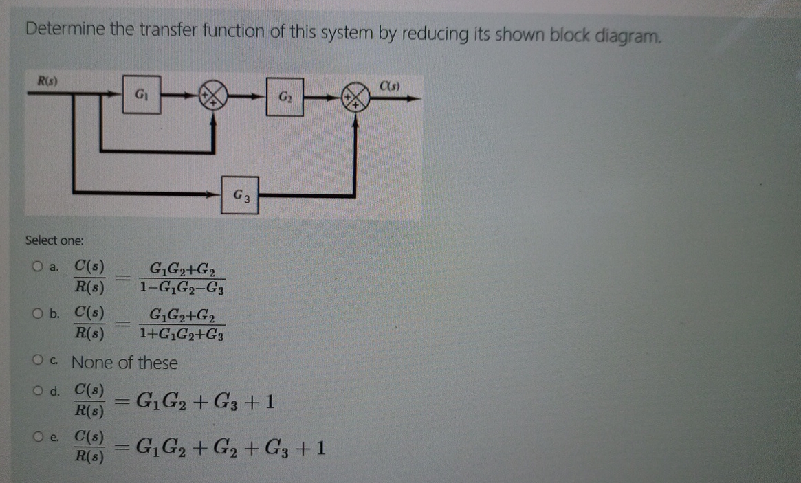 Solved Determine the transfer function of this system by | Chegg.com