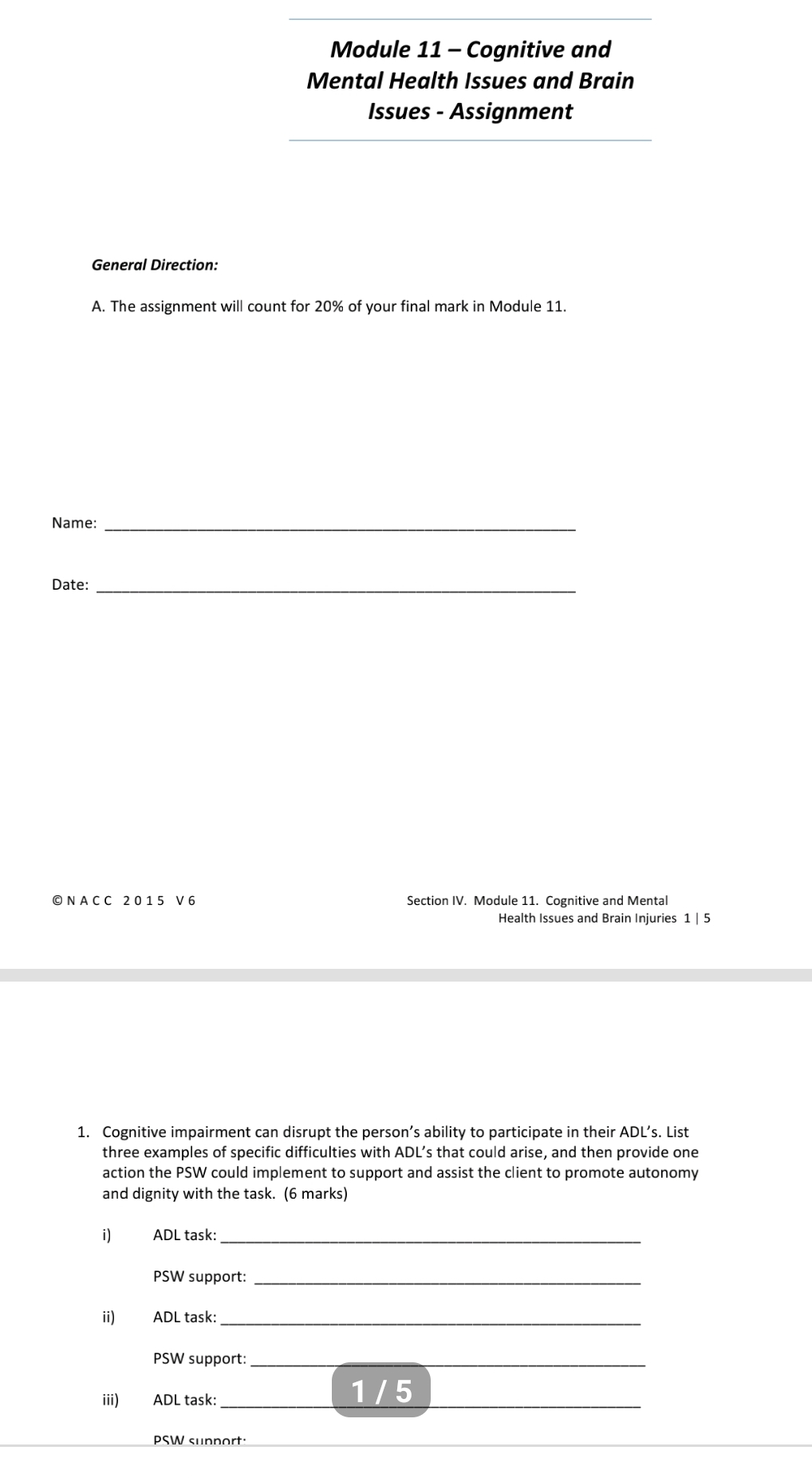 Solved Module 11 - ﻿Cognitive and Mental Health Issues and | Chegg.com