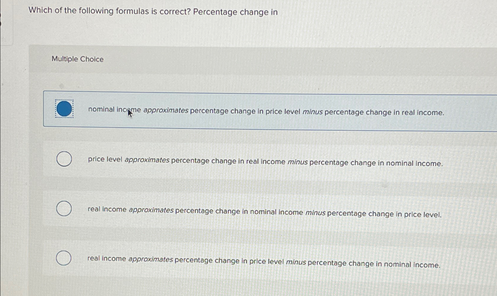 Solved Which of the following formulas is correct? | Chegg.com