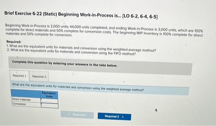 Solved Brief Exercise 6-22 (Static) Beginning | Chegg.com