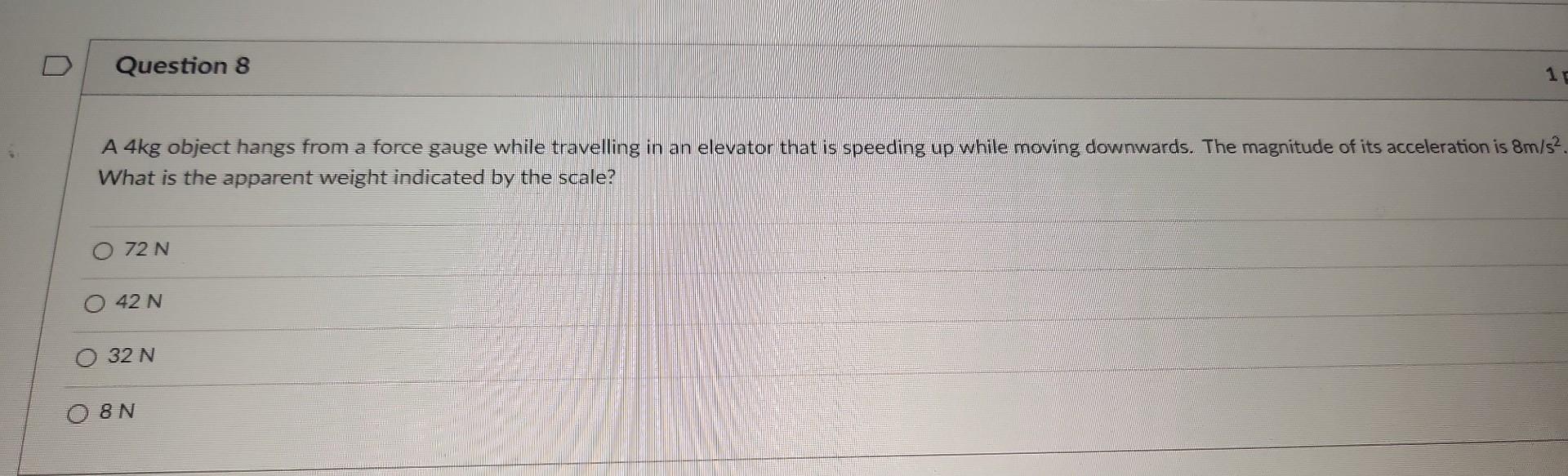 Solved A 4 kg object hangs from a force gauge while | Chegg.com