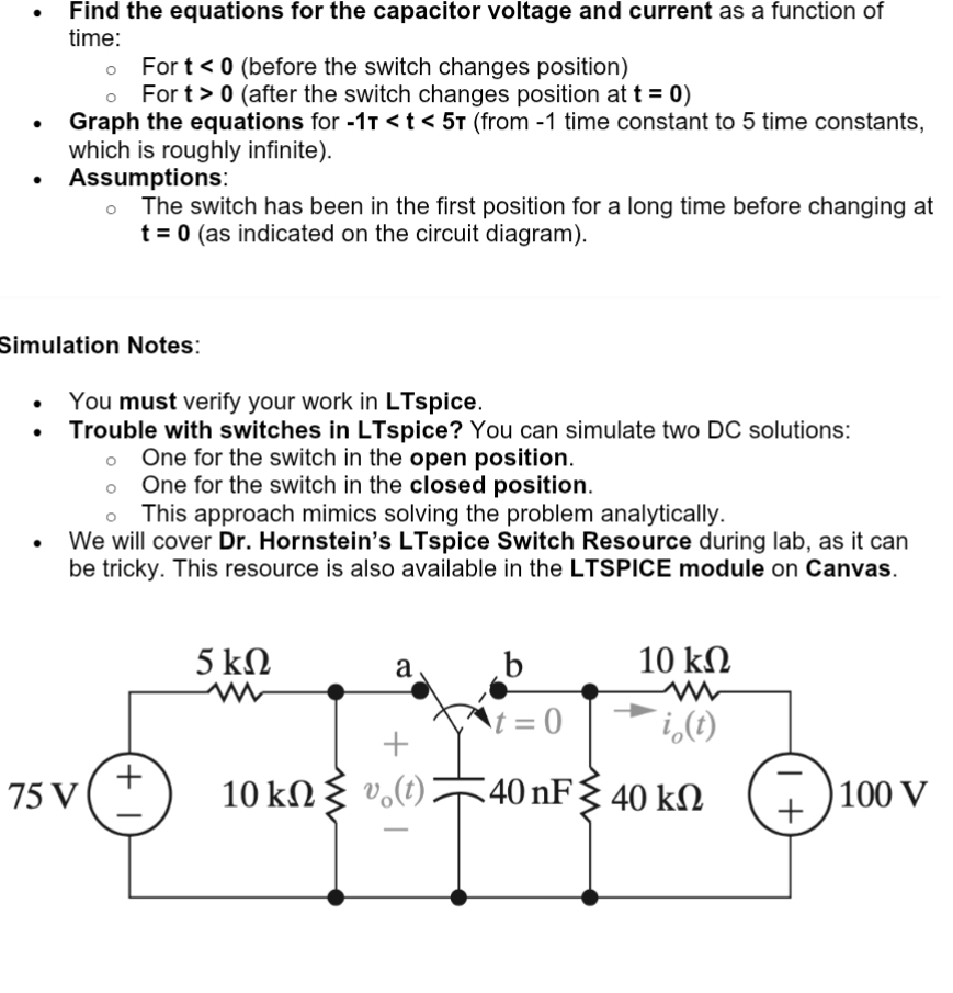 Find the equations for the capacitor voltage and | Chegg.com