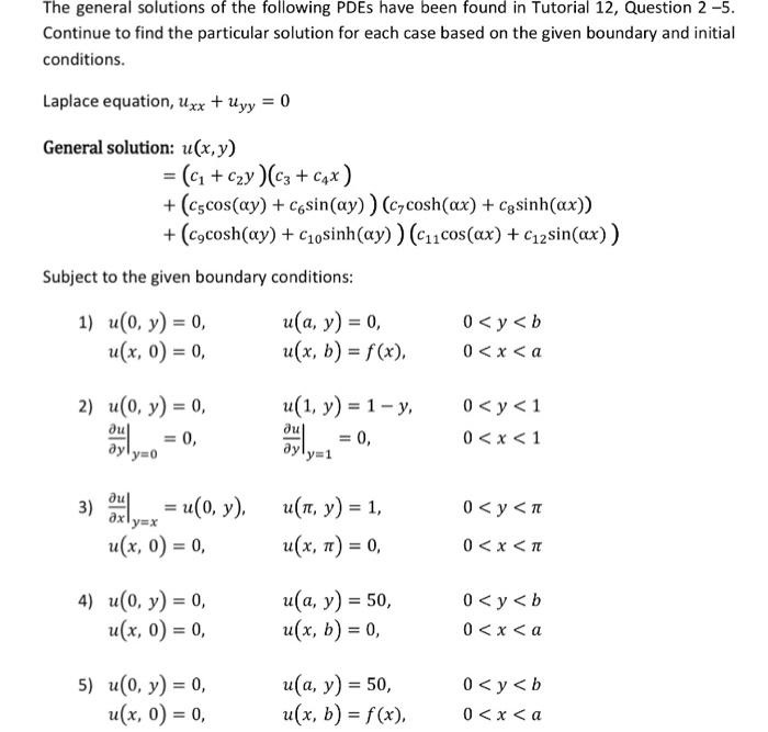 Solved The general solutions of the following PDEs have been | Chegg.com