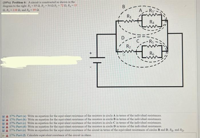 Solved (10%) Problem 6: A circuit is constructed as shown in | Chegg.com
