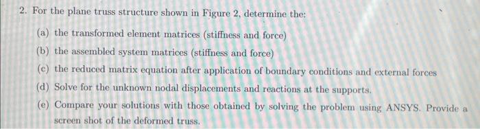 2. For the plane truss structure shown in Figure 2, | Chegg.com