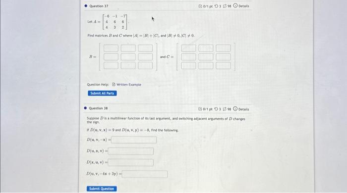 Solved LetA=⎣⎡−644−163−762⎦⎤ Find matrices B and C where | Chegg.com