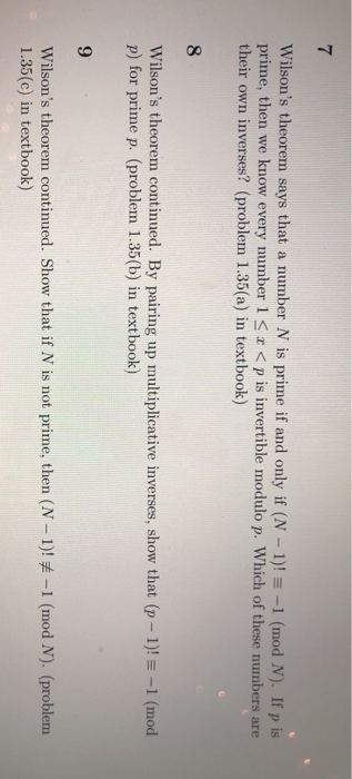 Solved 7 Wilson's theorem says that a number N is prime if | Chegg.com