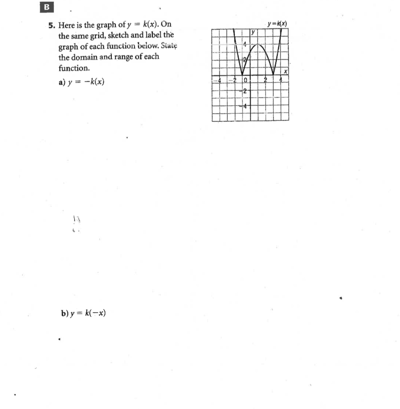 Solved B5 ﻿here Is The Graph Of Y K X ﻿on The Same Grid