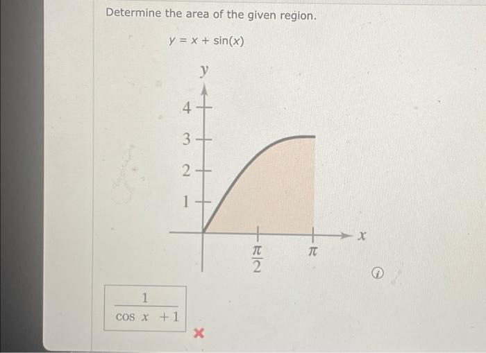 Solved Determine the area of the given region. y=x+sin(x) | Chegg.com