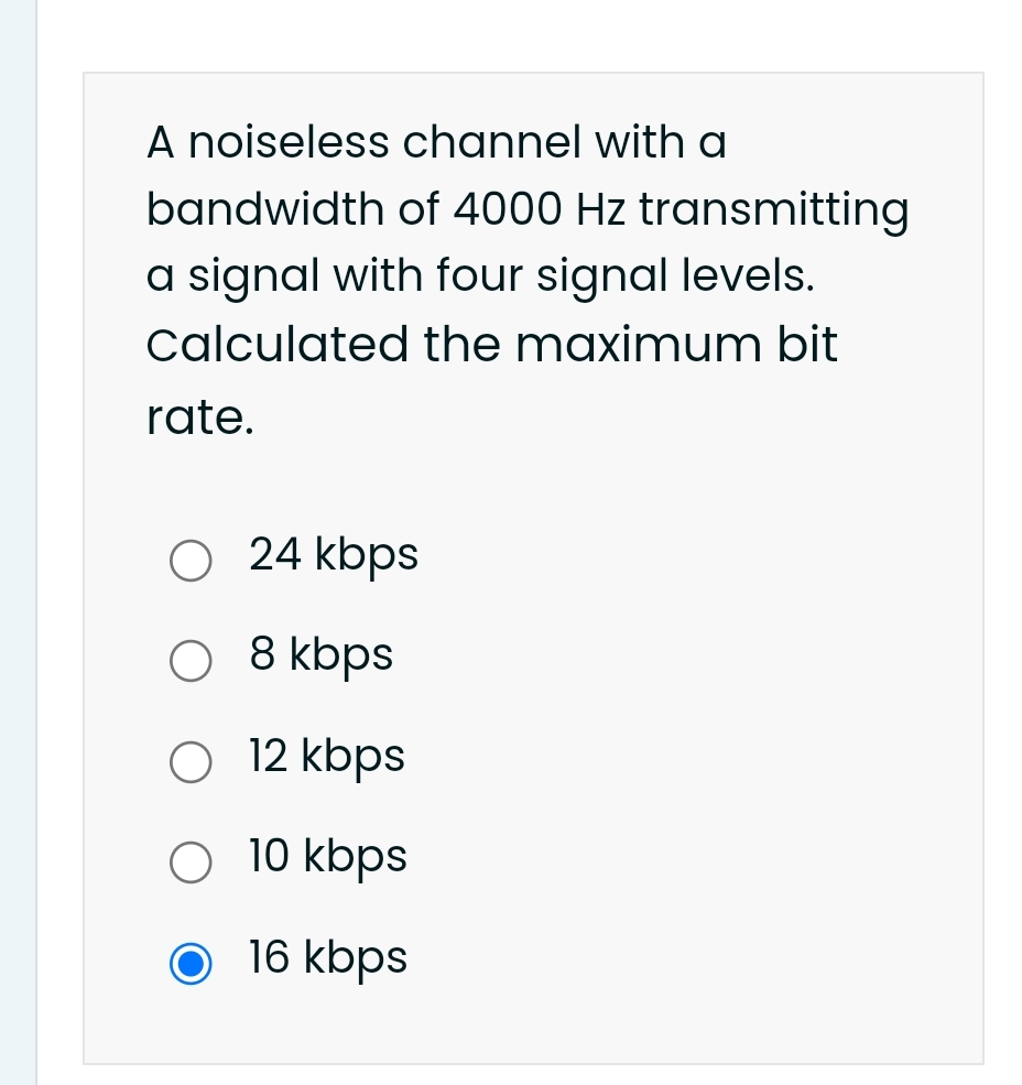 Solved A noiseless channel with abandwidth of 4000 ﻿Hz | Chegg.com