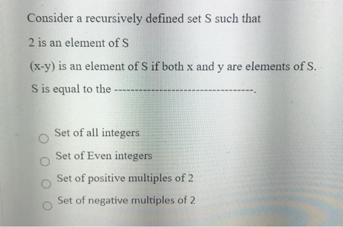 Solved Consider a recursively defined set S such that 2 is | Chegg.com