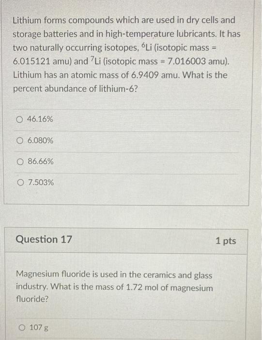 Solved Lithium forms compounds which are used in dry cells | Chegg.com
