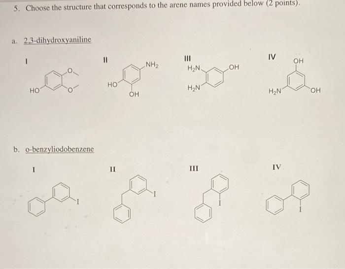 Solved 5. Choose the structure that corresponds to the arene | Chegg.com
