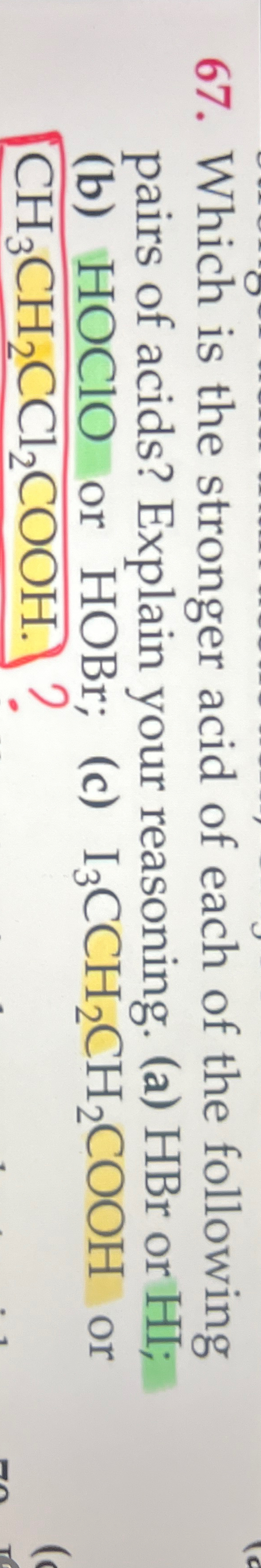 Solved Which is the stronger acid of each of the following | Chegg.com