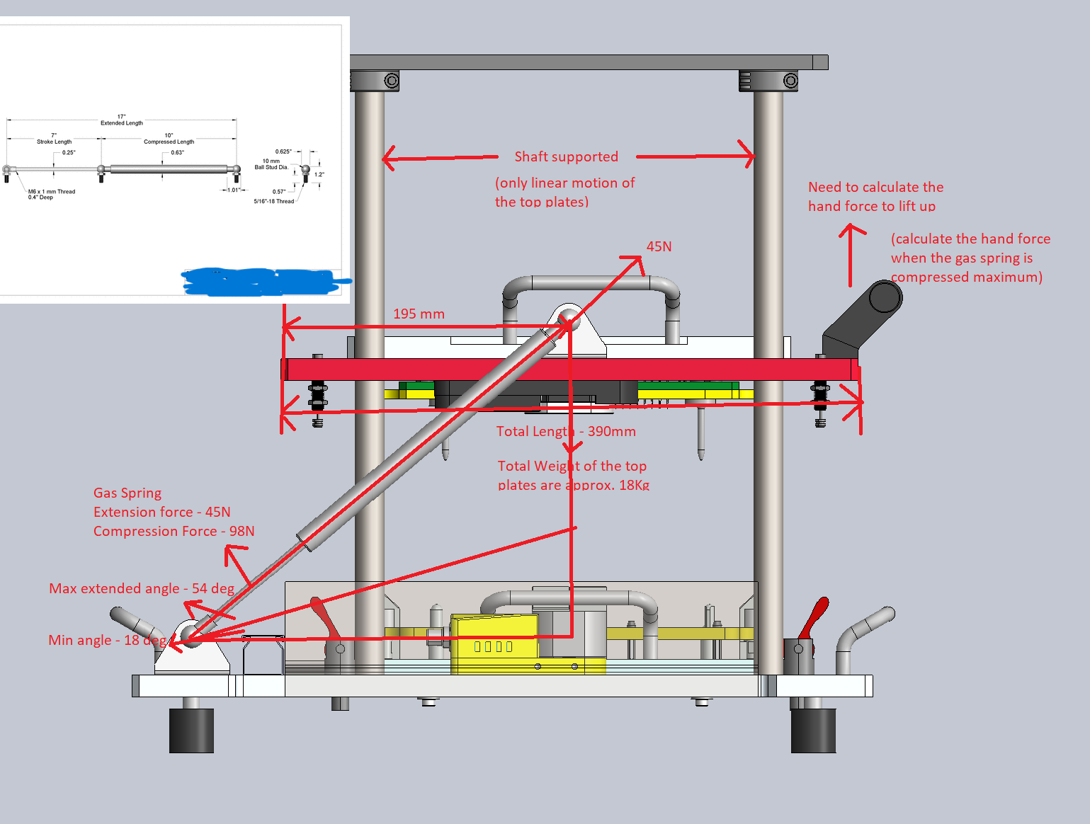 A two gas spring is connected to the two end of the | Chegg.com