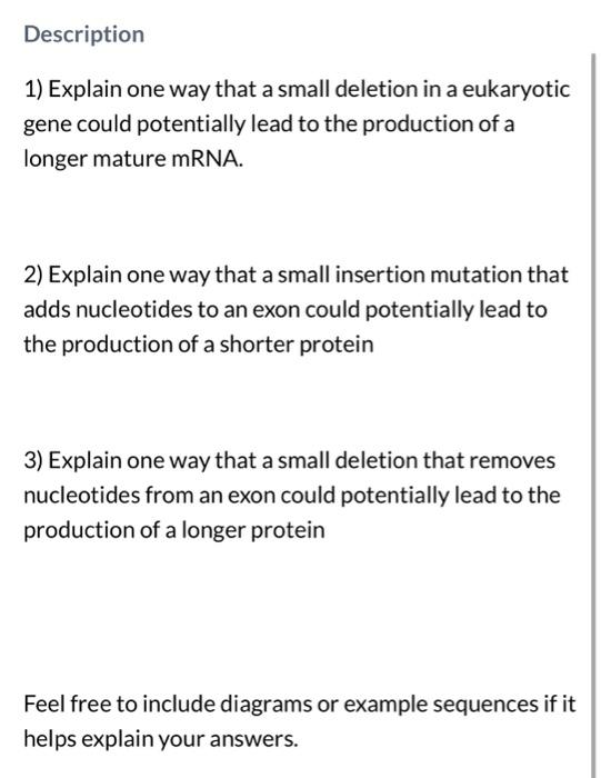 Solved Description 1) Explain one way that a small deletion | Chegg.com