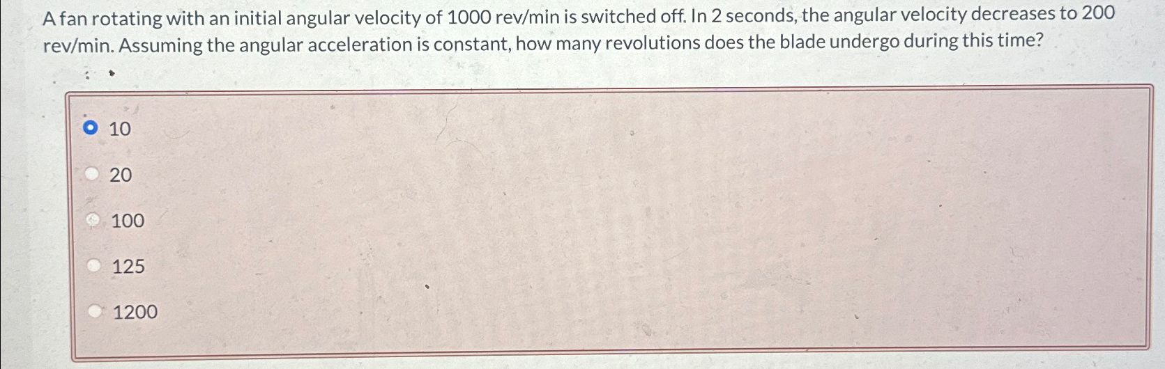 Solved A fan rotating with an initial angular velocity of | Chegg.com