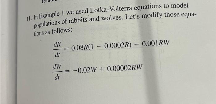 Solved 11. In Example 1 we used Lotka-Volterra equations to | Chegg.com